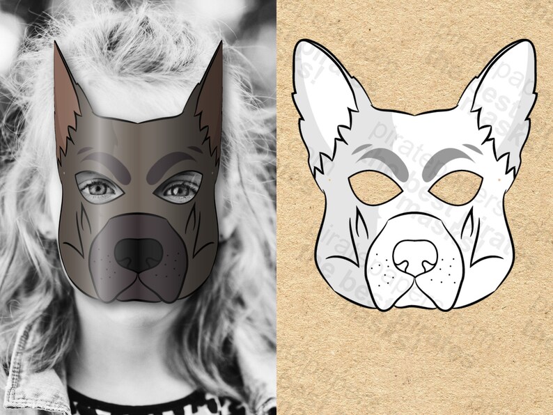 Dog German Shepherd Masks Printable Color Coloring Breed - Etsy
