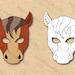 Horse Masks Printable Color + Coloring, Paper DIY for Kids and Adults ...