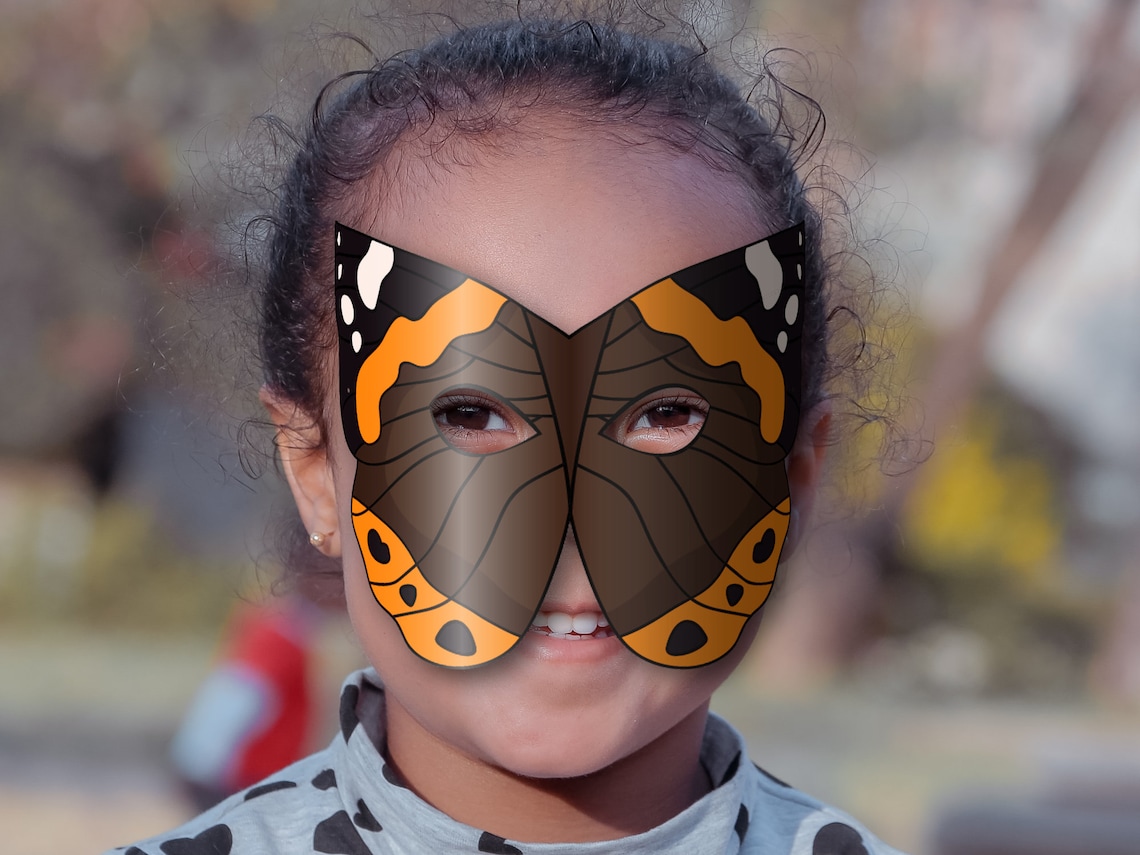 Butterfly Mask Printable Red Admiral, Paper DIY for Kids and Adults ...