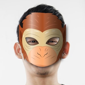 Monkey Mask Printable, Paper DIY for Kids and Adults. PDF Template ...