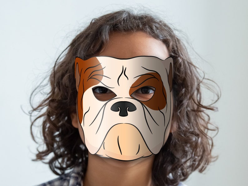 Dog Bulldog Mask Printable Breed, Paper DIY for Kids and Adults. PDF ...