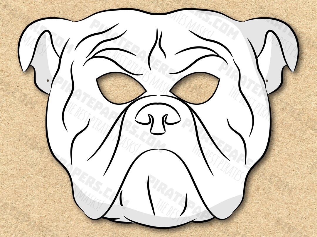 Dog Bulldog Mask Printable Coloring Breed, Paper DIY for Kids and ...
