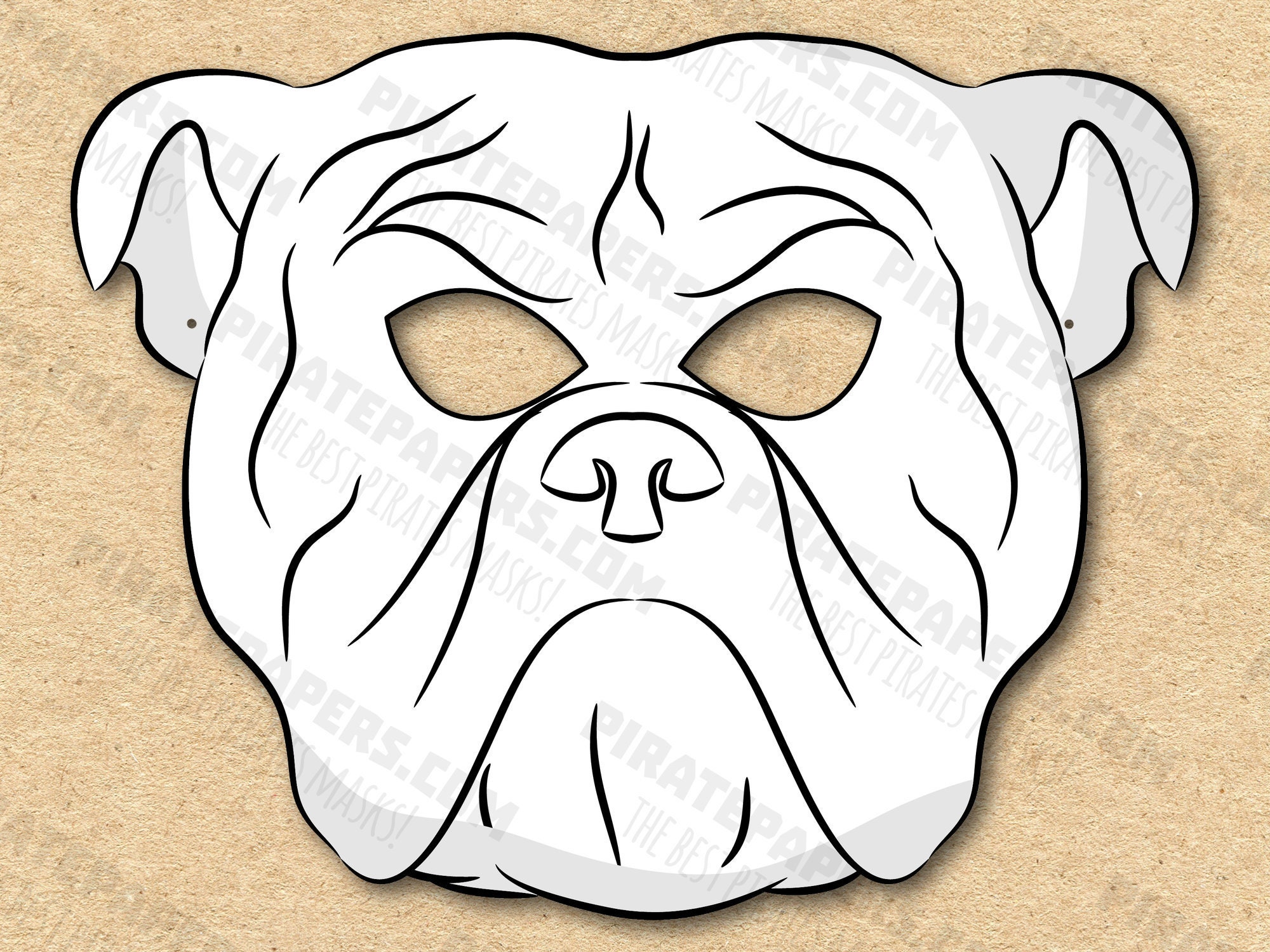 Dog Bulldog Mask Printable Coloring Breed, Paper DIY for Kids and ...
