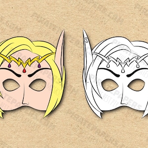 Elf Masks Printable Color + Coloring, Paper DIY for Kids and Adults ...