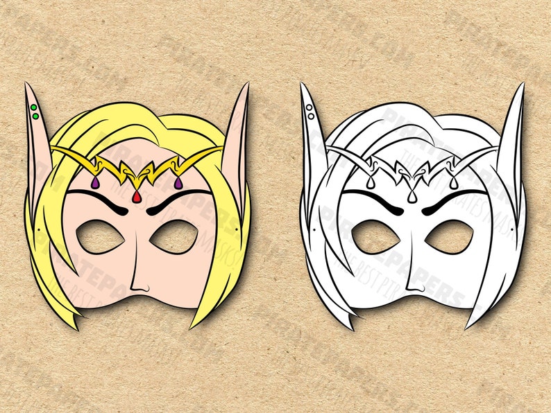 Elf Masks Printable Color + Coloring, Paper DIY for Kids and Adults ...