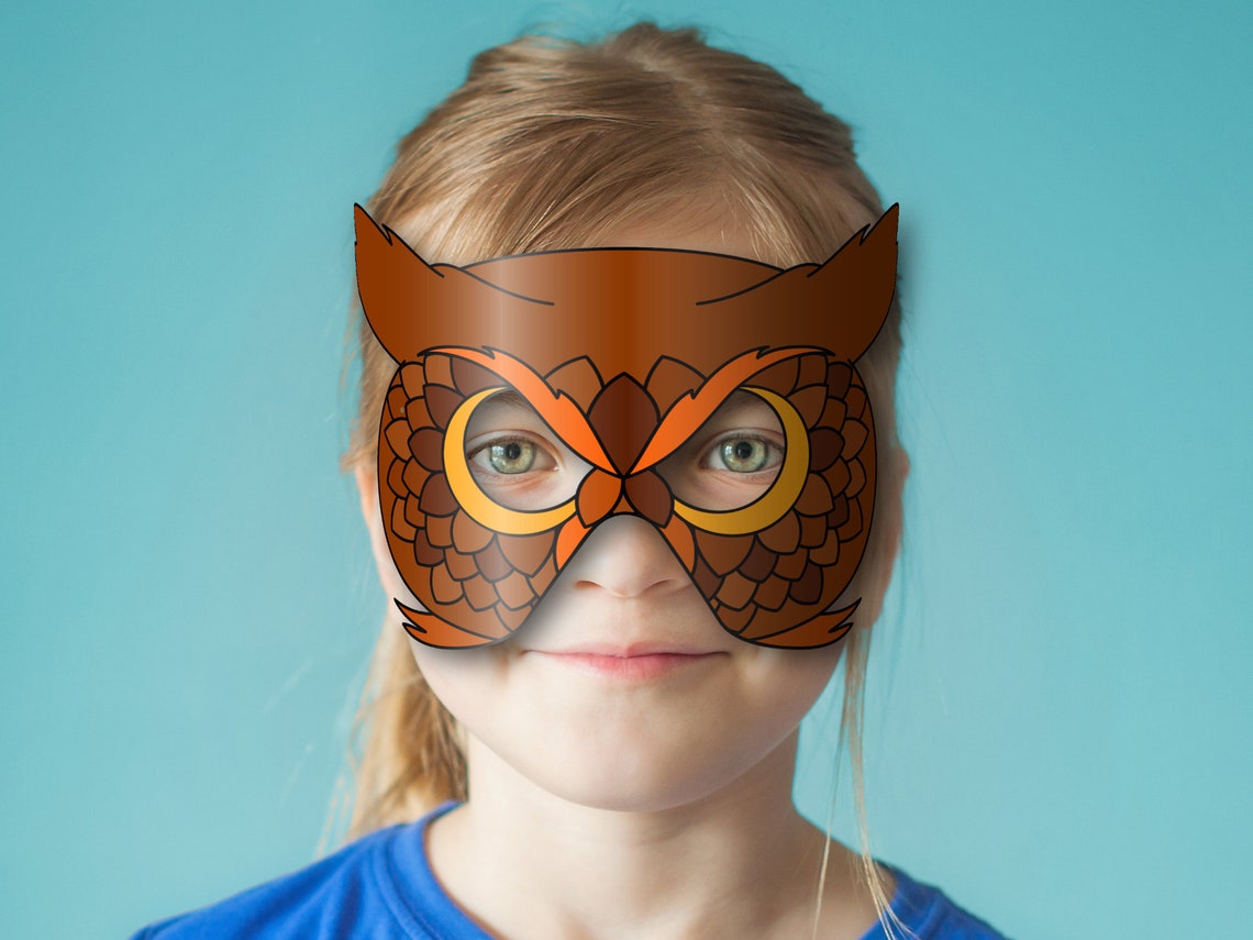Owl Mask Printable, Paper DIY for Kids and Adults. PDF Template ...