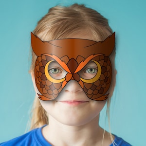 Owl Mask Printable, Paper DIY for Kids and Adults. PDF Template ...