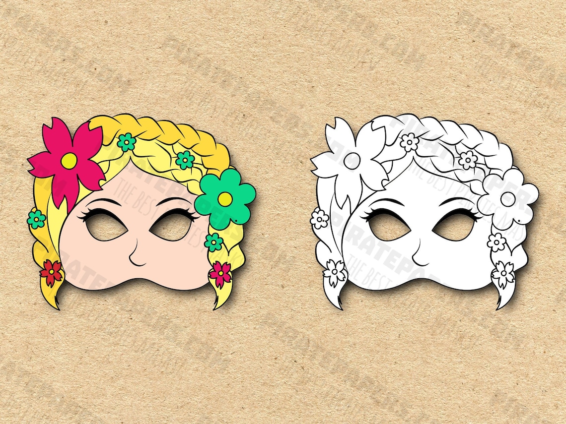 Rapunzel Masks Printable Color Coloring, Paper DIY for Kids and Adults ...