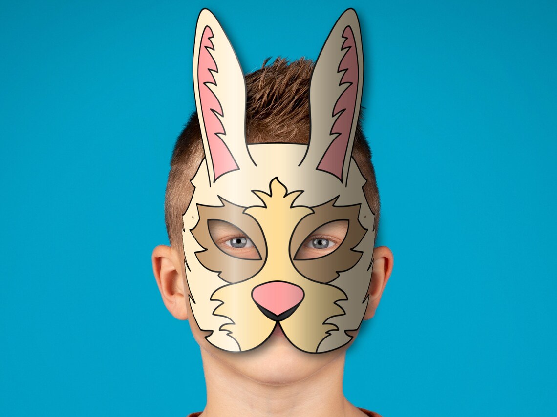 Bunny Mask Printable, Paper DIY for Kids and Adults. PDF Template ...