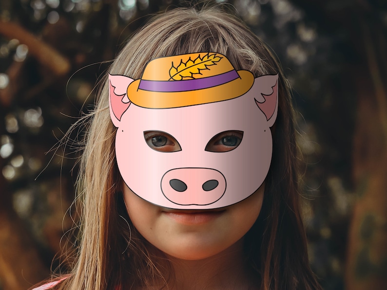 Pig 2 Mask Printable the Three Little Pigs, Paper DIY for Kids and ...