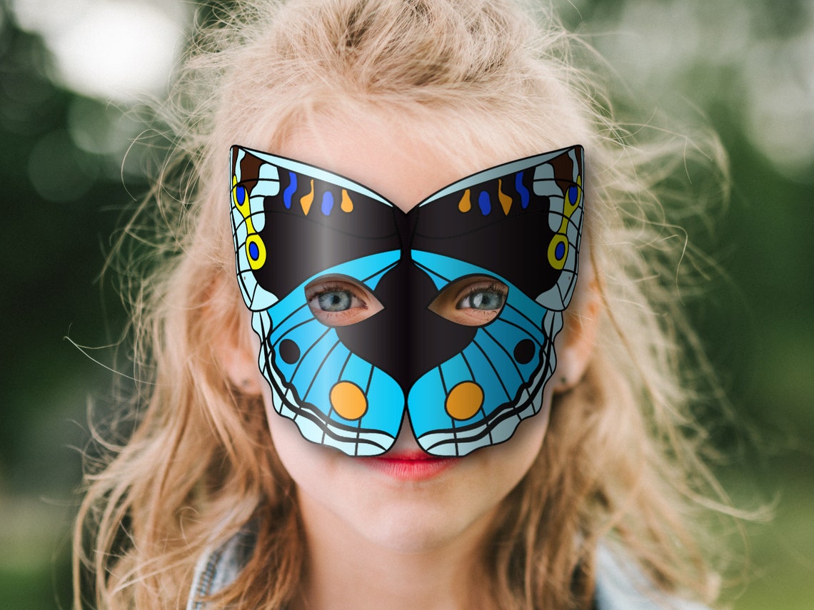 Butterfly Mask Printable Blue Pansy, Paper DIY for Kids and Adults. PDF ...