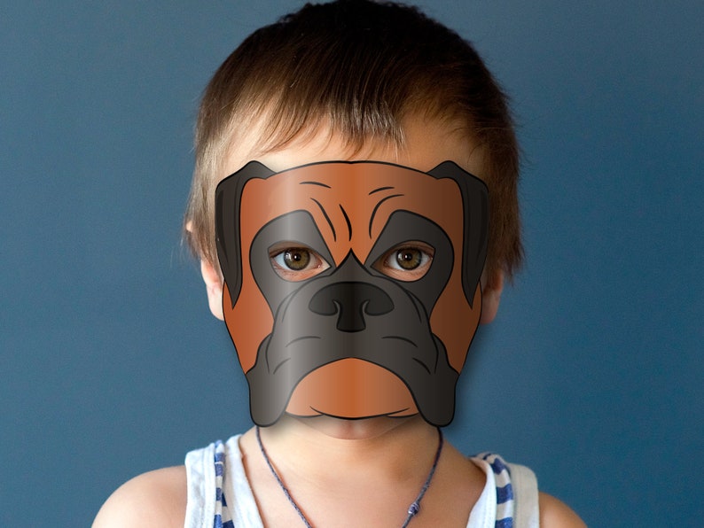 Dog Boxer Masks Printable Color Coloring Breed, Paper DIY for Kids and ...