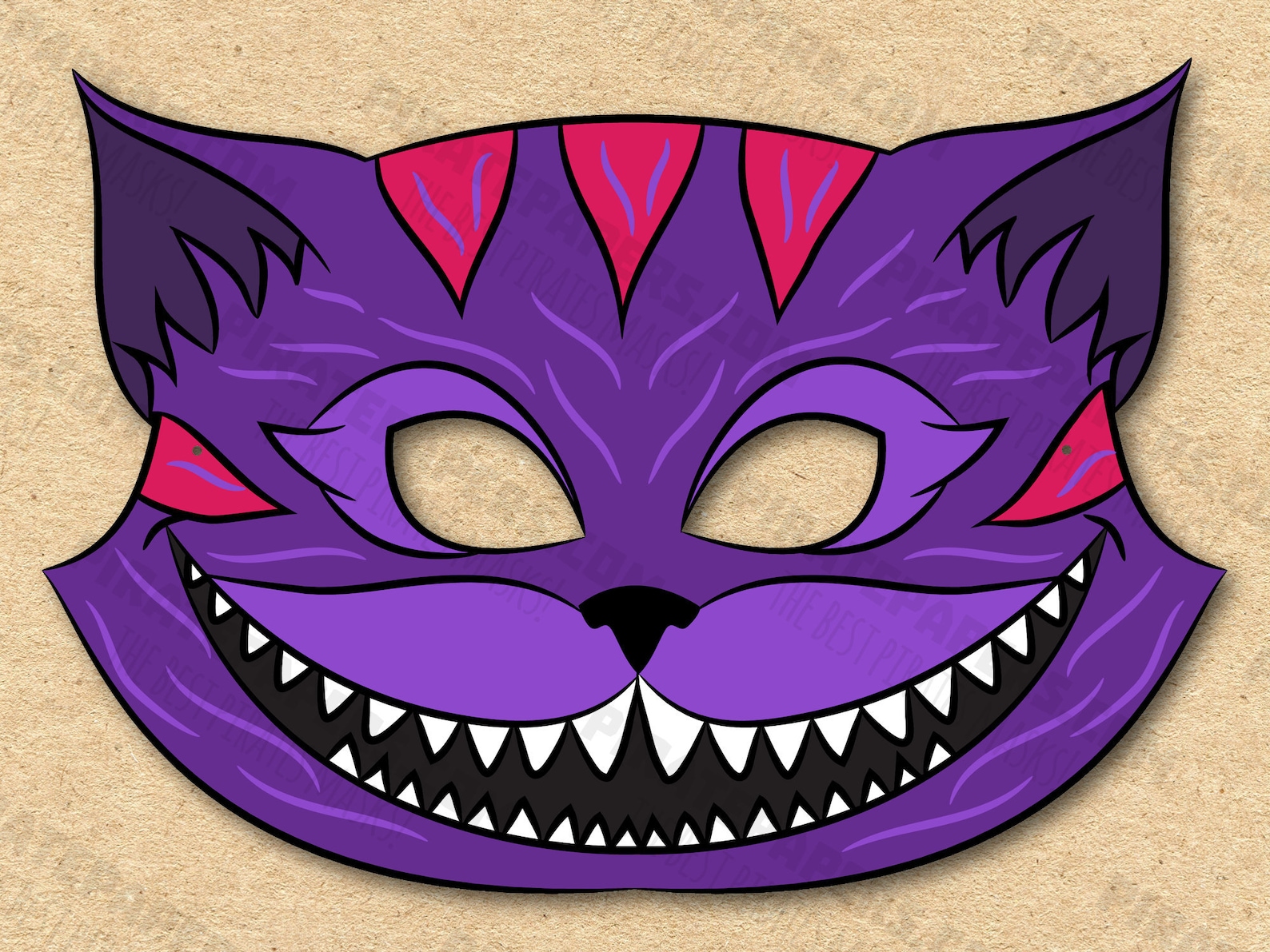 Cheshire Cat Masks Printable Color + Coloring (alice in Wonderland ...
