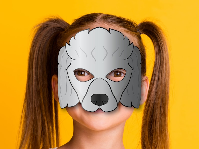 Dog Poodle Mask Printable Breed, Paper DIY for Kids and Adults. PDF ...