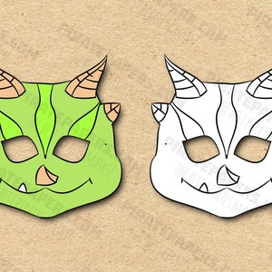 Baby Dragon Masks Printable Color + Coloring, Paper DIY for Kids and ...