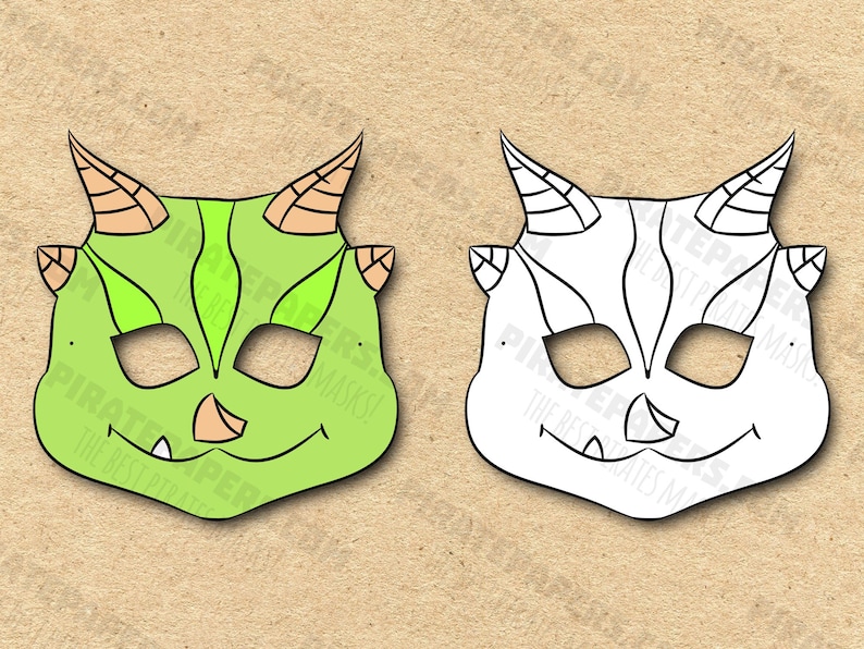 Baby Dragon Masks Printable Color + Coloring, Paper DIY for Kids and ...