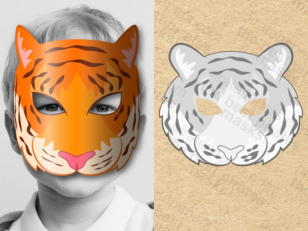 Tiger Masks Printable Color Coloring Paper DIY for Kids and - Etsy
