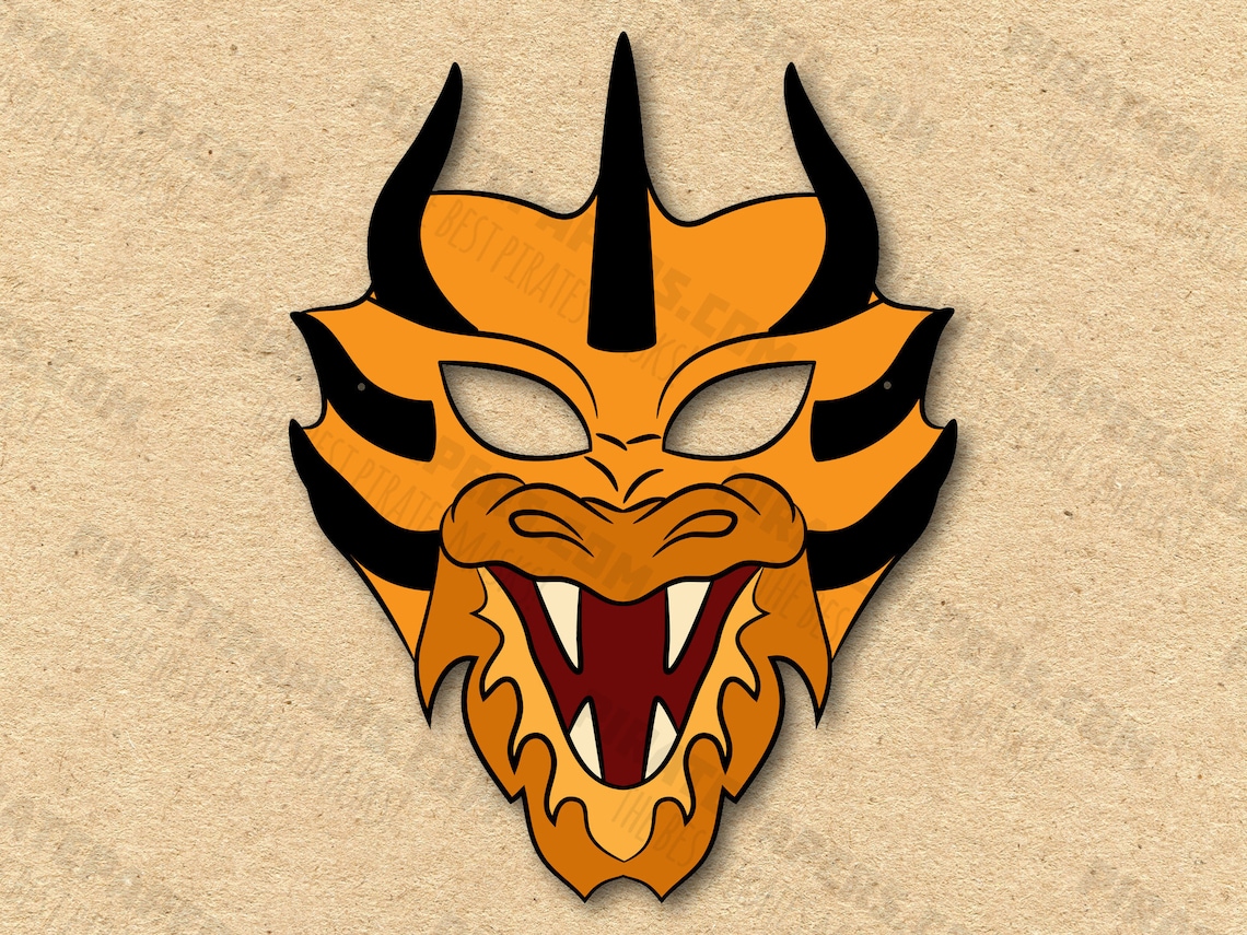 Evil Dragon Mask Printable, Paper DIY for Kids and Adults. PDF Template ...