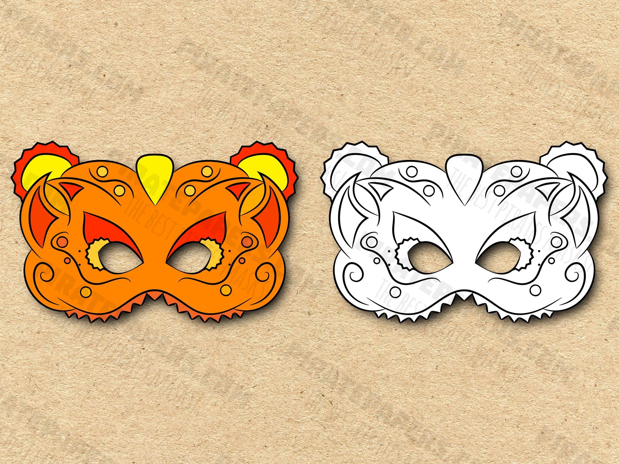 Fairy #2 Masks Printable Color + Coloring, Paper DIY for Kids and ...