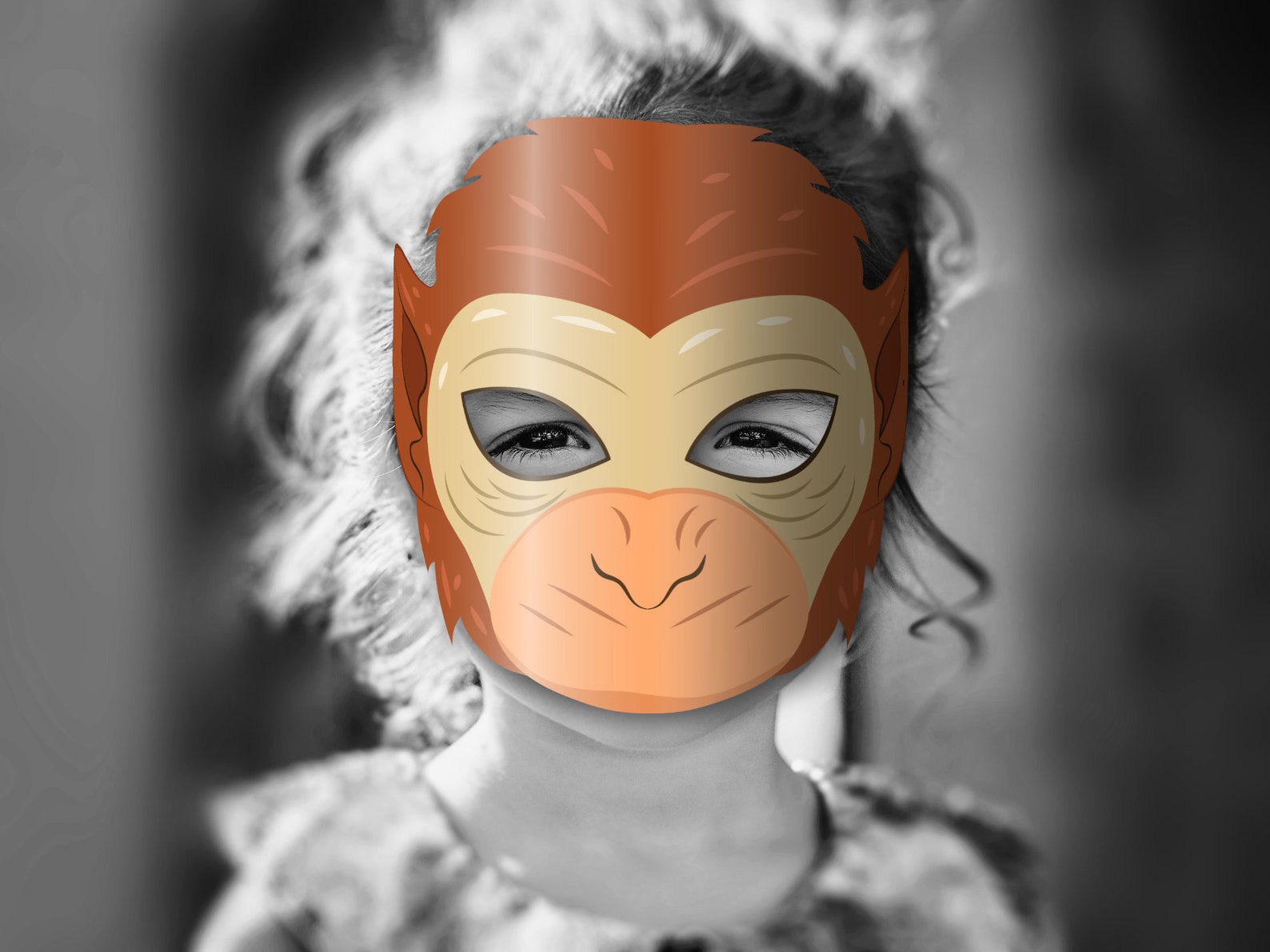 Monkey Mask Printable Paper DIY for Kids and Adults. PDF - Etsy