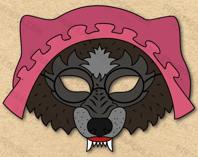 Little Red Riding Hood Printable Coloring Masks, Little Red, Wolf Mask ...