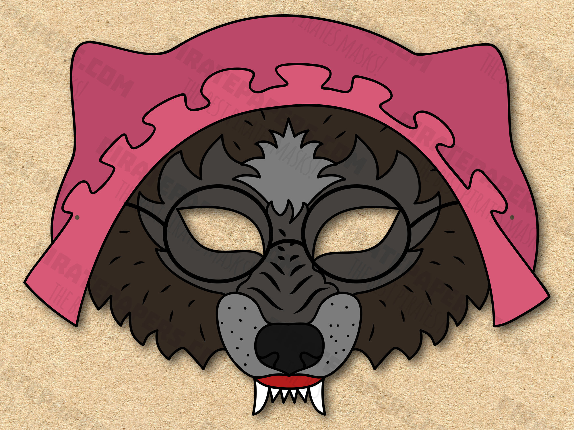 Big Bad Wolf Disguised as Grandma Mask Printable, Paper DIY for Kids ...