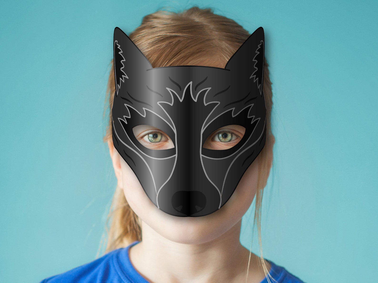 Black Fox Mask Printable, Paper DIY for Kids and Adults. PDF Template ...