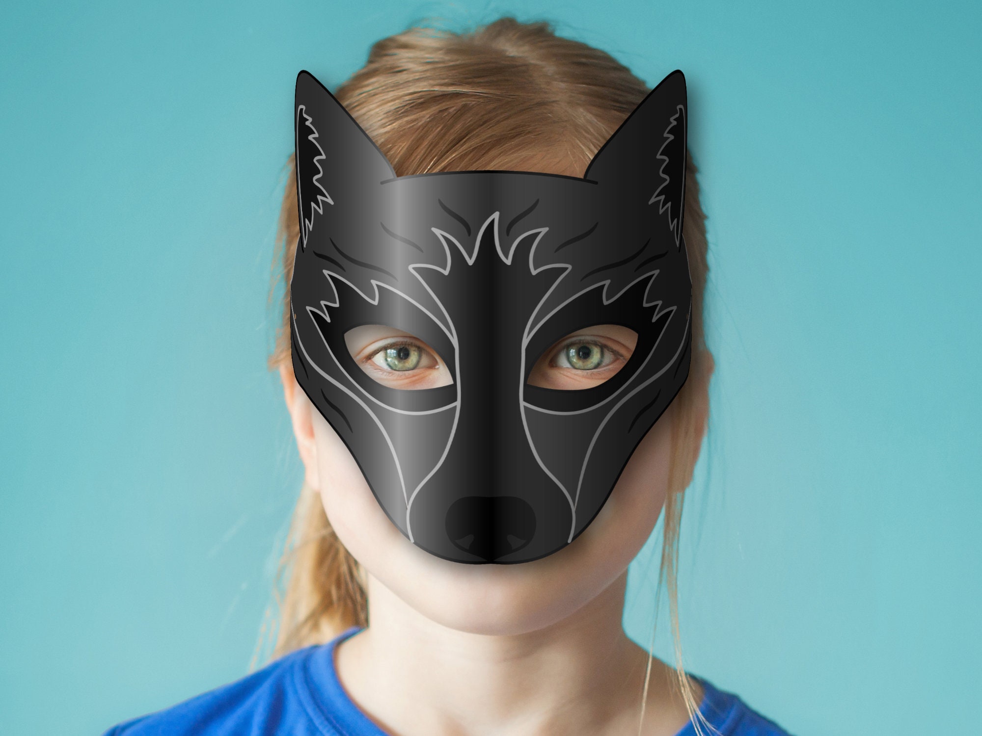 Black Fox Mask Printable, Paper DIY for Kids and Adults. PDF Template ...