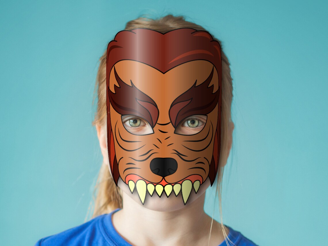 Werewolf Mask Printable, Paper DIY for Kids and Adults. PDF Template ...