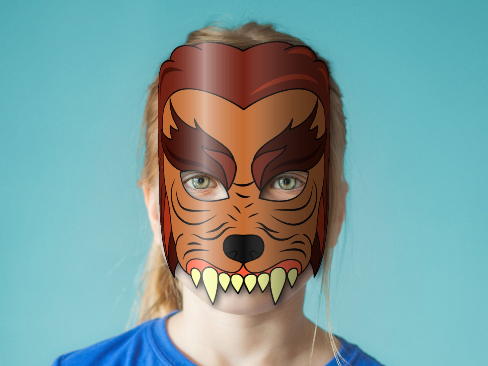 Werewolf Mask Printable, Paper DIY for Kids and Adults. PDF Template ...