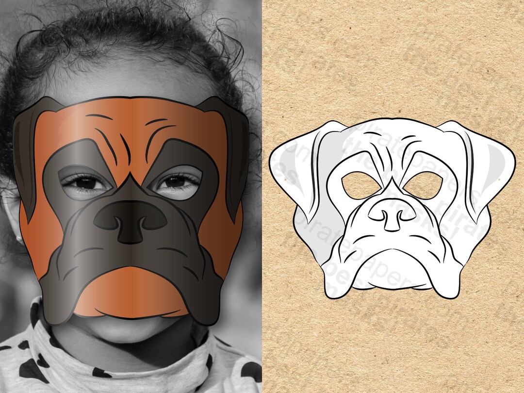 Dog Boxer Masks Printable Color Coloring Breed Paper DIY - Etsy
