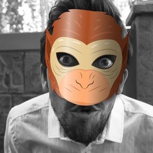 Monkey Mask Printable Paper DIY for Kids and Adults. PDF - Etsy