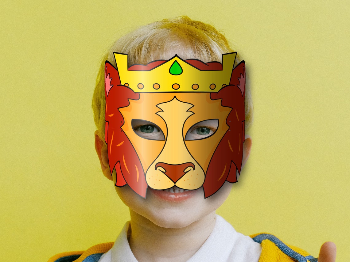 Lion King Mask Printable, Paper DIY for Kids and Adults. PDF Template ...