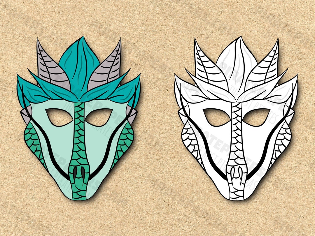 Kind Dragon Masks Printable Color + Coloring, Paper DIY for Kids and ...