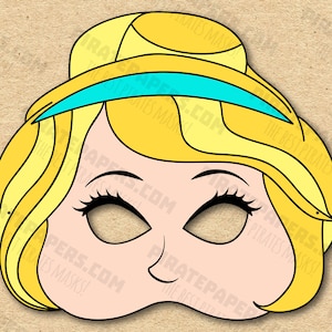 Cinderella Mask Printable, Paper DIY for Kids and Adults. PDF Template ...