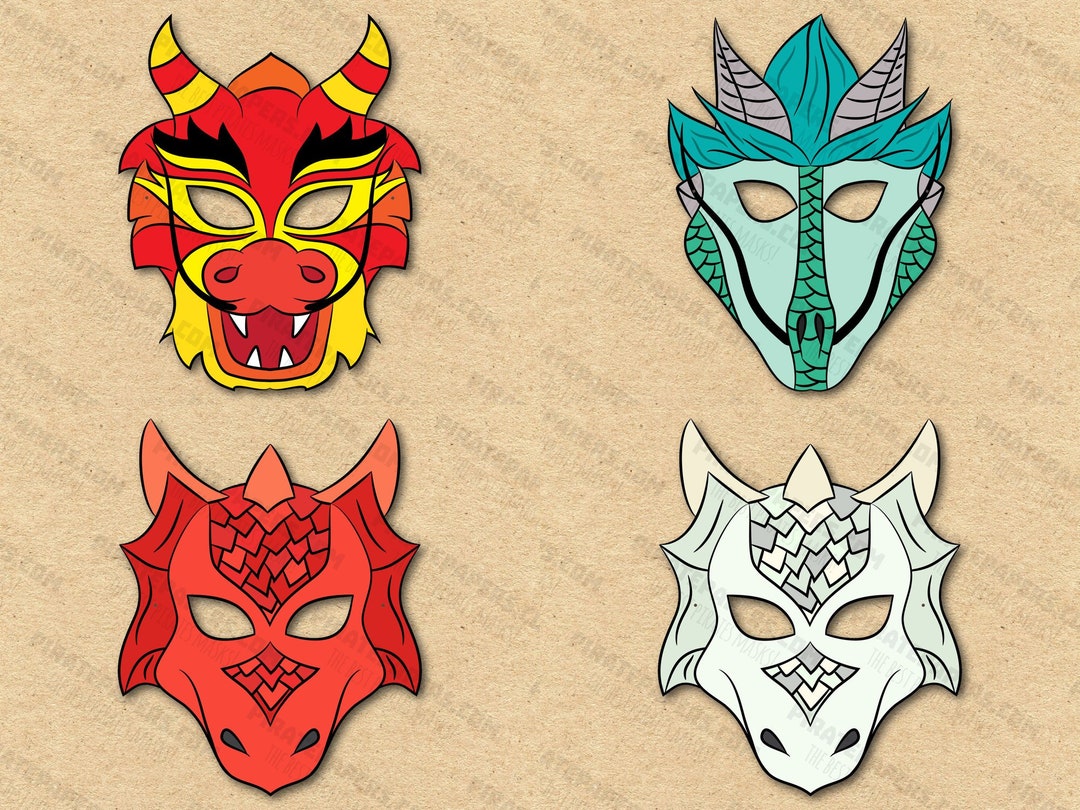 Dragons 2 Masks Printable, Chinese Dragon, Kind Dragon, Red Dragon ...