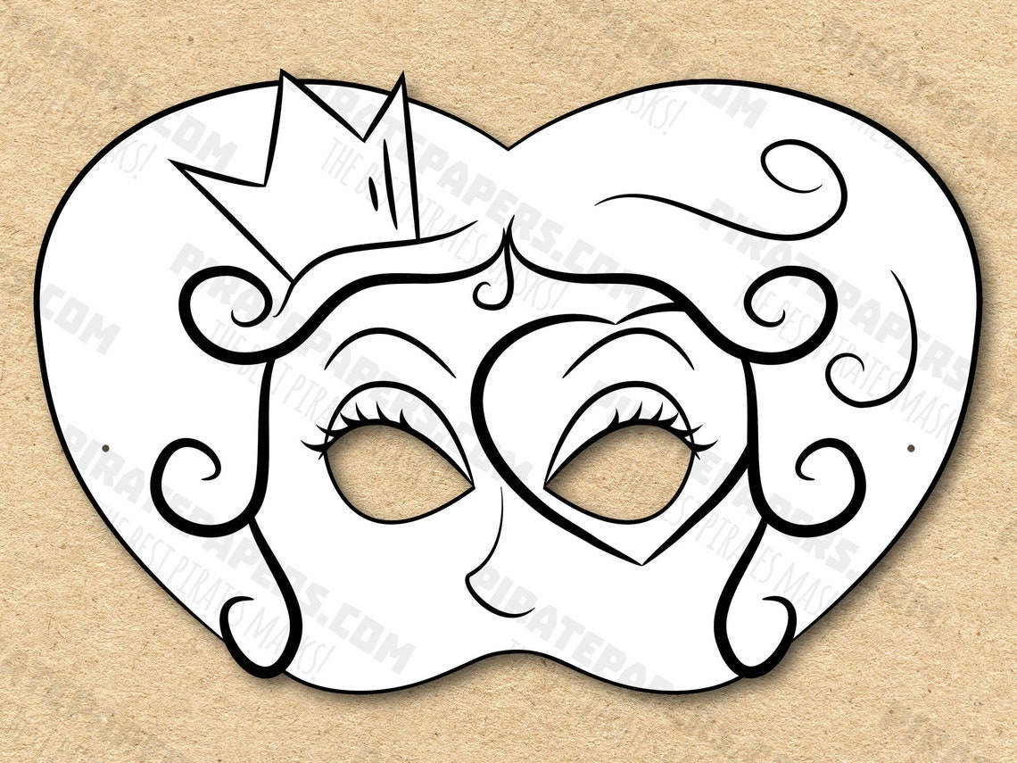 Queen of Hearts Masks Printable Color Coloring alice in Wonderland ...