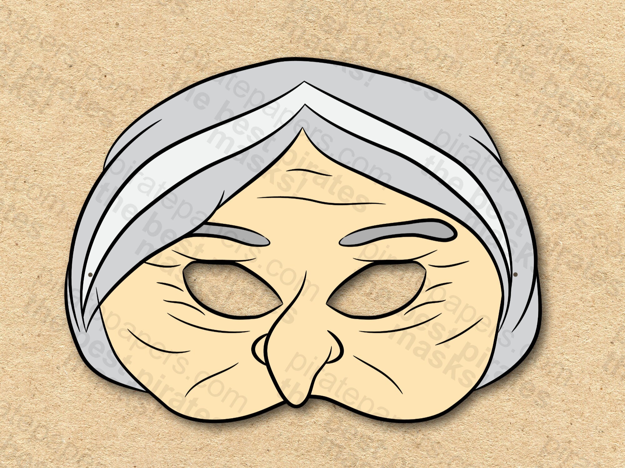 Old Woman Mask Printable Paper DIY for Kids and Adults. PDF - Etsy ...