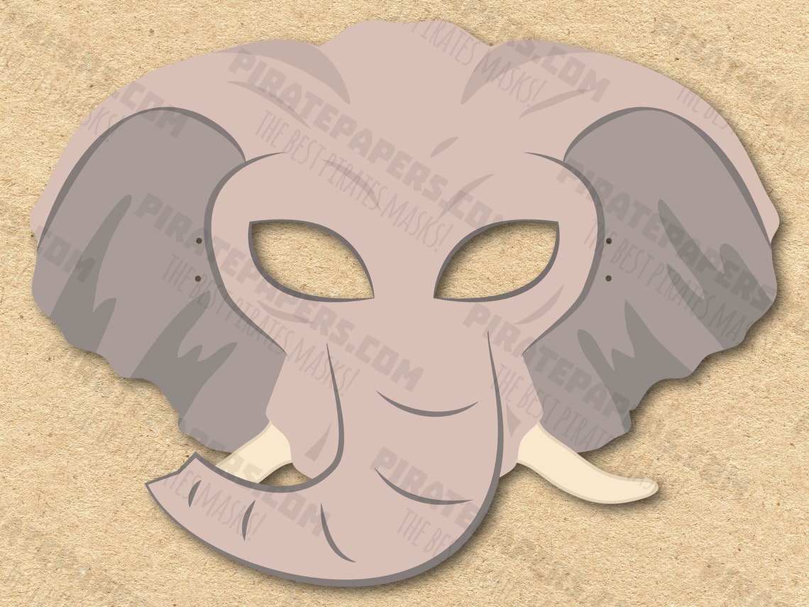 Elephant Mask Printable, Paper DIY for Kids and Adults. PDF Template ...