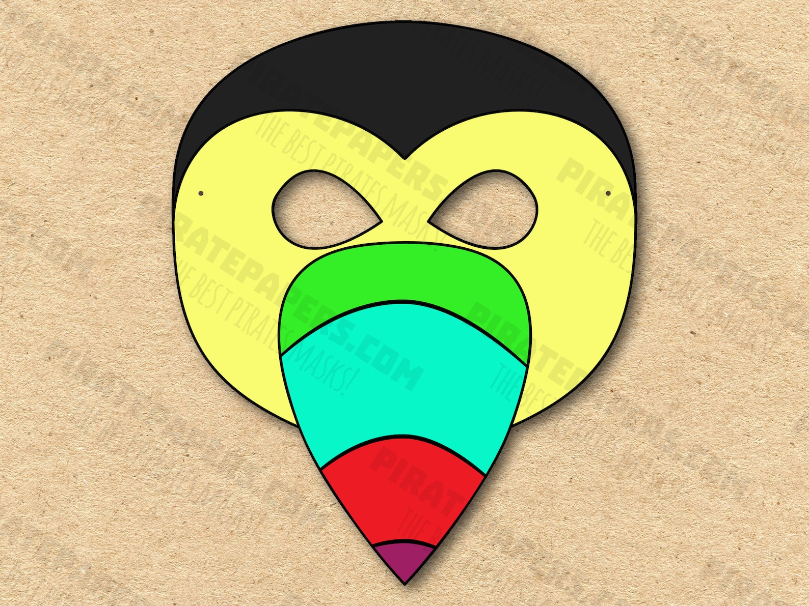 Toucan Mask Printable, Paper DIY for Kids and Adults. PDF Template ...