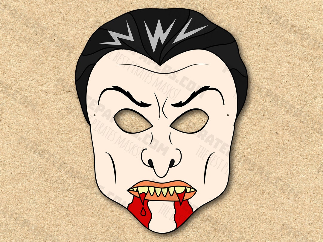 Dracula Mask Printable, Paper DIY for Kids and Adults. PDF Template ...