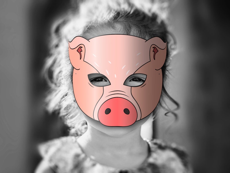 Pig Masks Printable Color Coloring Paper DIY for Kids and - Etsy