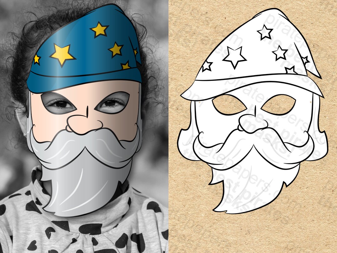 Wizard Masks Printable Color Coloring Paper DIY for Kids - Etsy