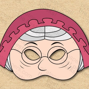 Grandma Mask Printable little Red Riding Hood Paper DIY for - Etsy