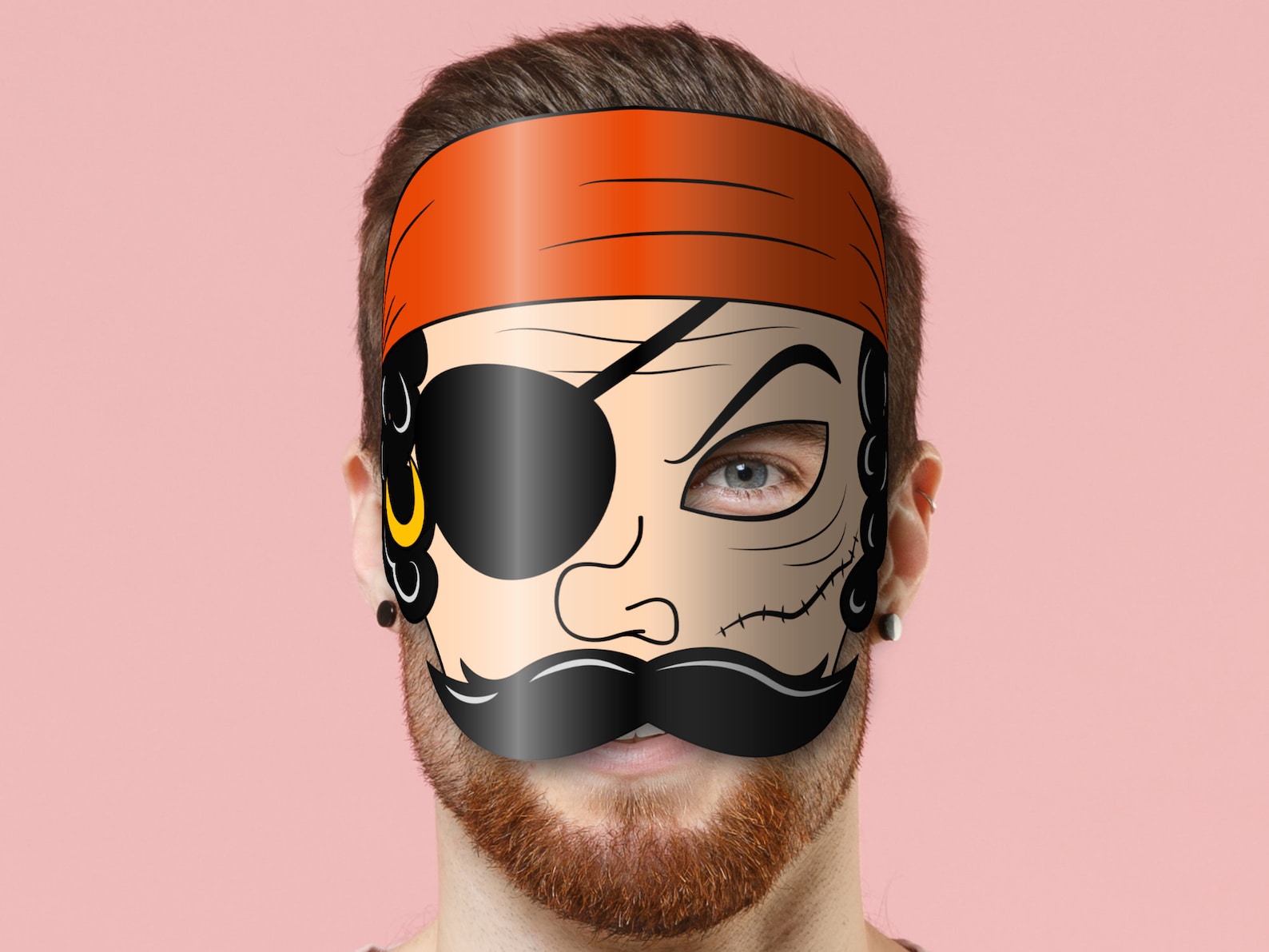 One-eyed Pirate Mask Printable, Paper DIY for Kids and Adults. PDF ...