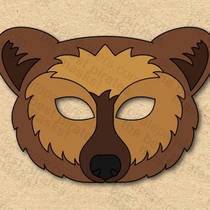 Bear Mask Printable Paper DIY for Kids and Adults. PDF - Etsy