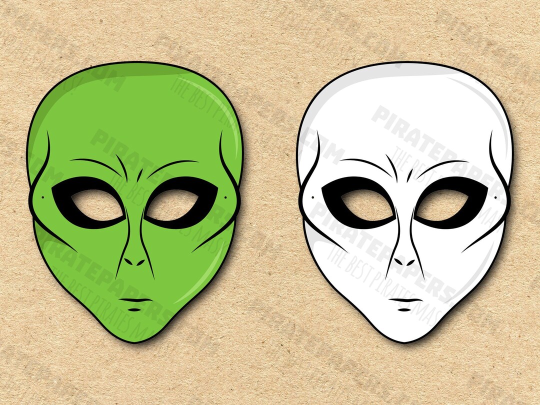 Alien Masks Printable Color + Coloring, Paper DIY for Kids and Adults ...