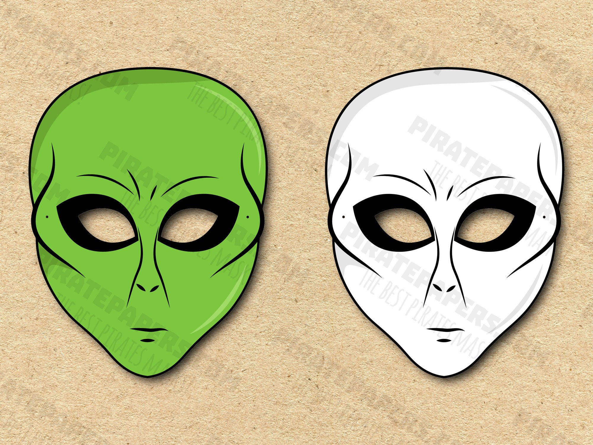 Alien Masks Printable Color + Coloring, Paper DIY for Kids and Adults ...