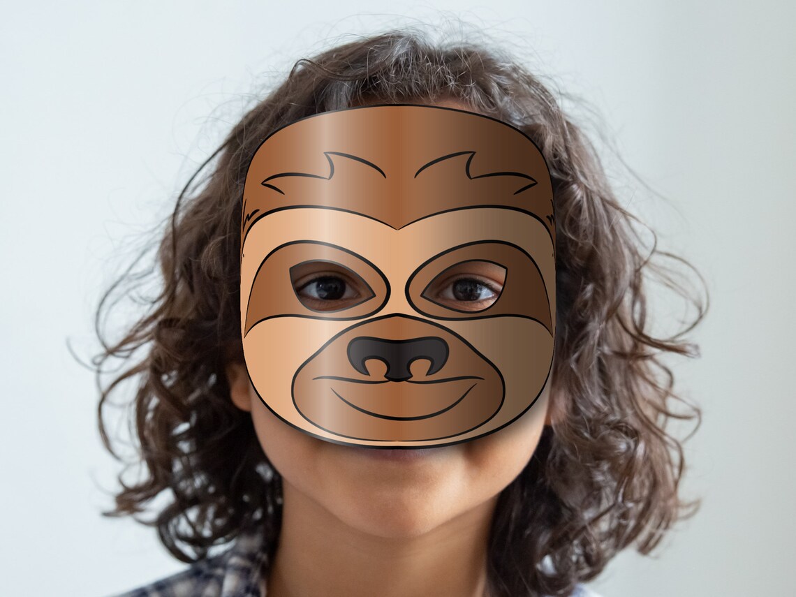 Sloth Mask Printable, Paper DIY for Kids and Adults. PDF Template ...