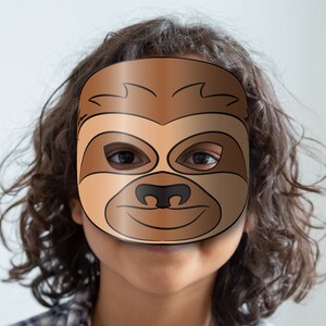 Sloth Mask Printable, Paper DIY for Kids and Adults. PDF Template ...